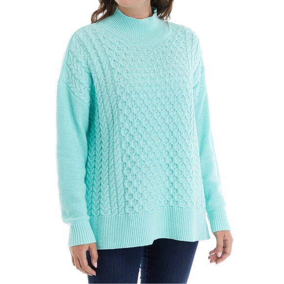 crown & ivy | Sweaters | Crown Ivy Mint Green Cable Knit Tunic Sweater ...
